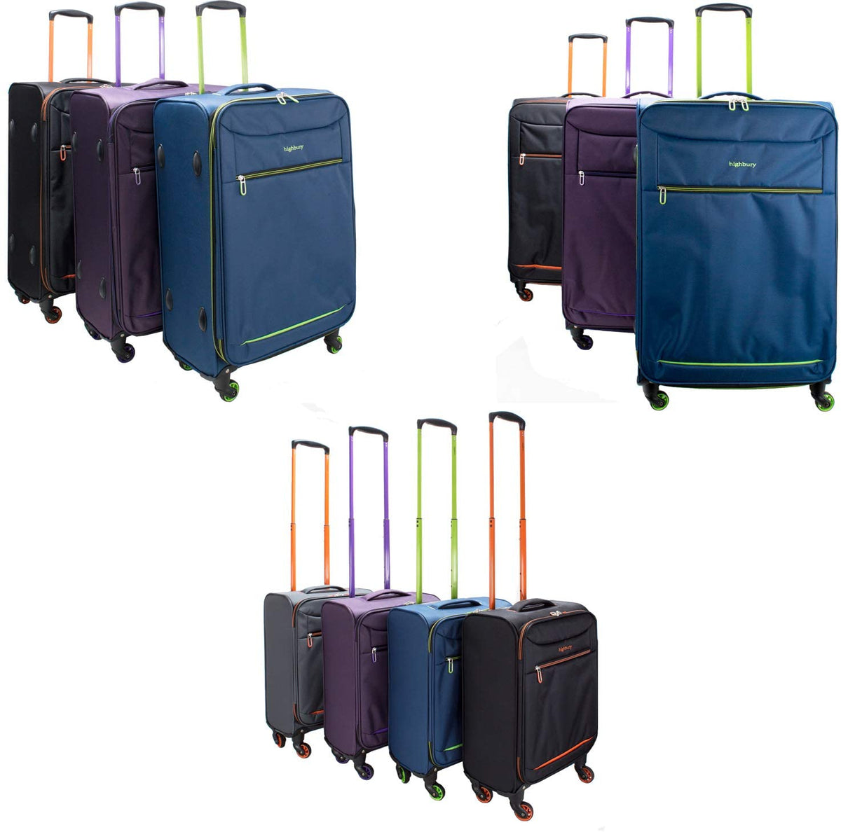 Highbury/DUA Trend Expandable Luggage Cases In Black/Navy/Grey ...